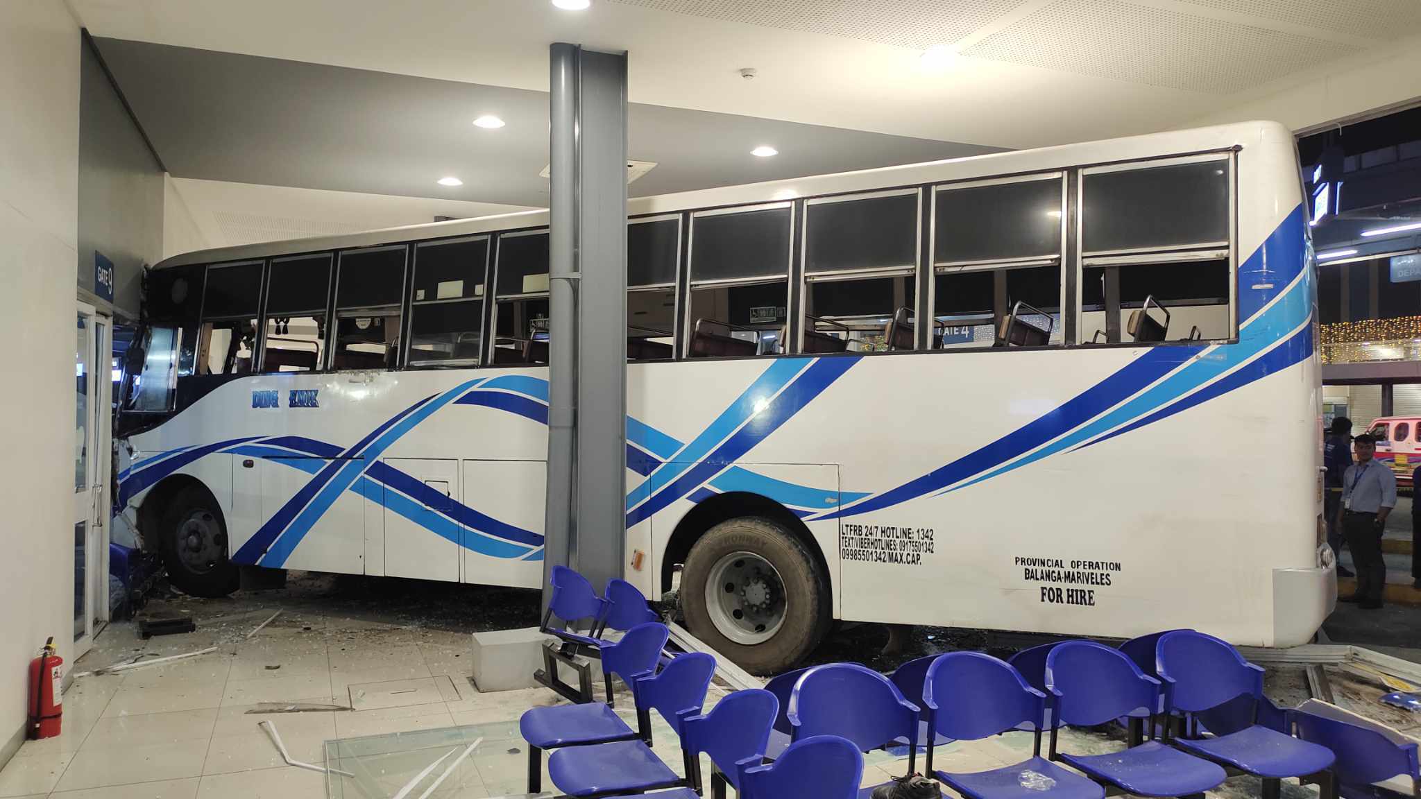 Collapsed wall kills one passenger in a bus terminal in Balanga, Bataan