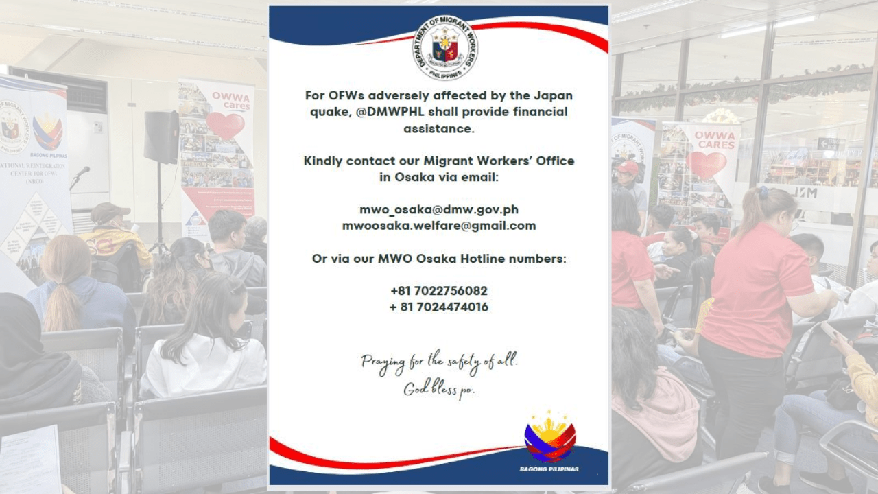 DMW to provide provide cash assistance to OFWs affected by 7.6 quake in ...