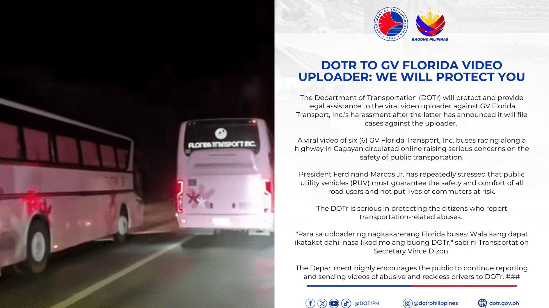 DOTr to protect GV Florida video uploader: 'Wala kang dapat ikatakot'