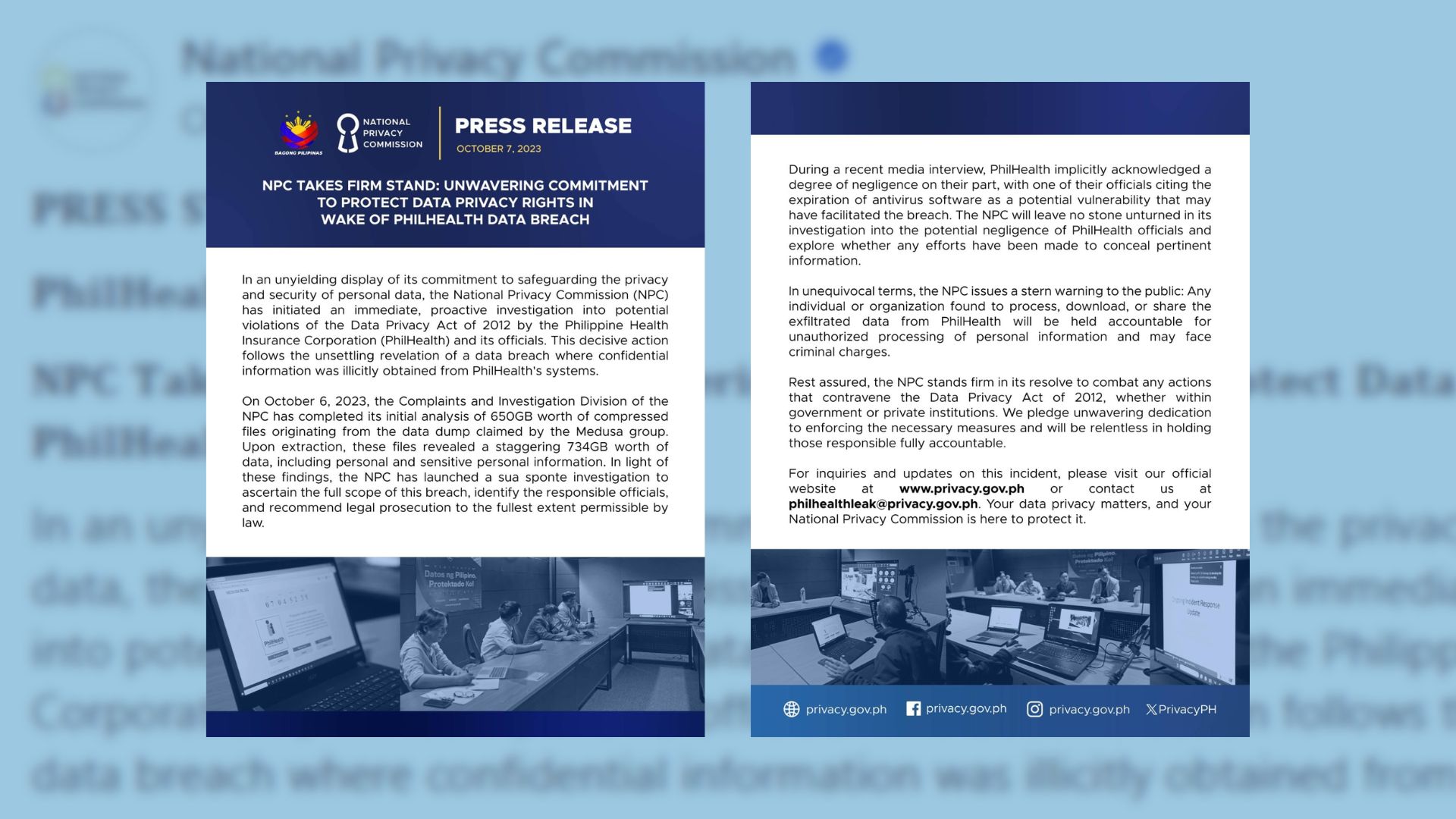 NPC probes possible violations of PhilHealth in data breach