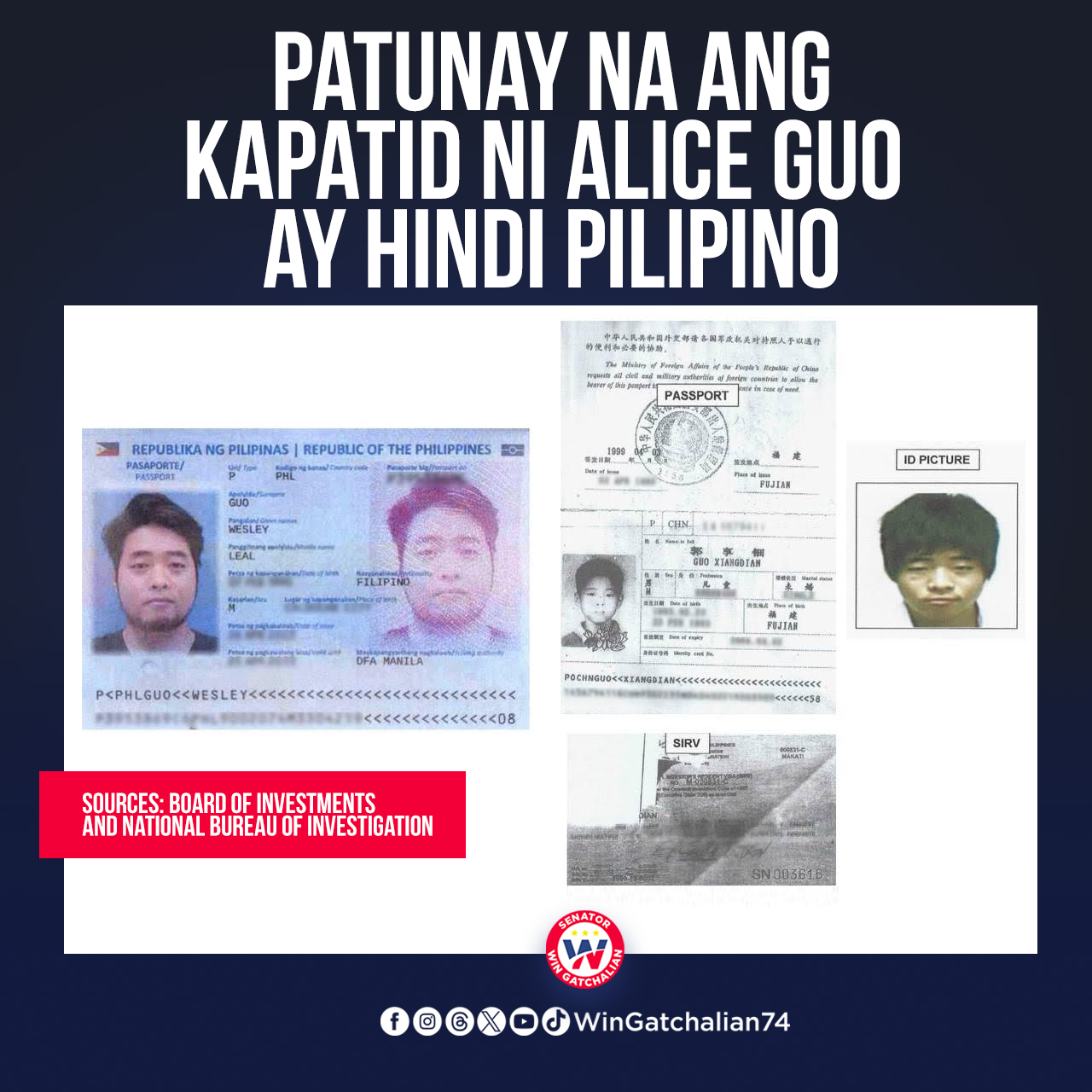 Guo's brother is a Chinese National named Guo Xiang Dian - Gatchalian